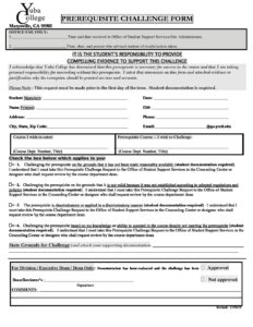 Prereq Challenge form | Yuba College