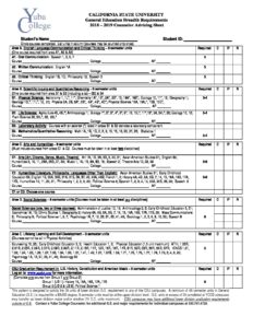 CSU GE-B 2018-2019 Counselor Advising Sheet | Yuba College