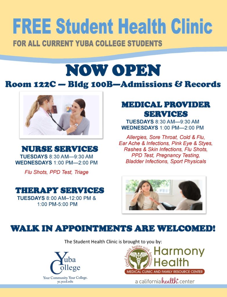Yuba College Free Health Clinic Flyer | Yuba College
