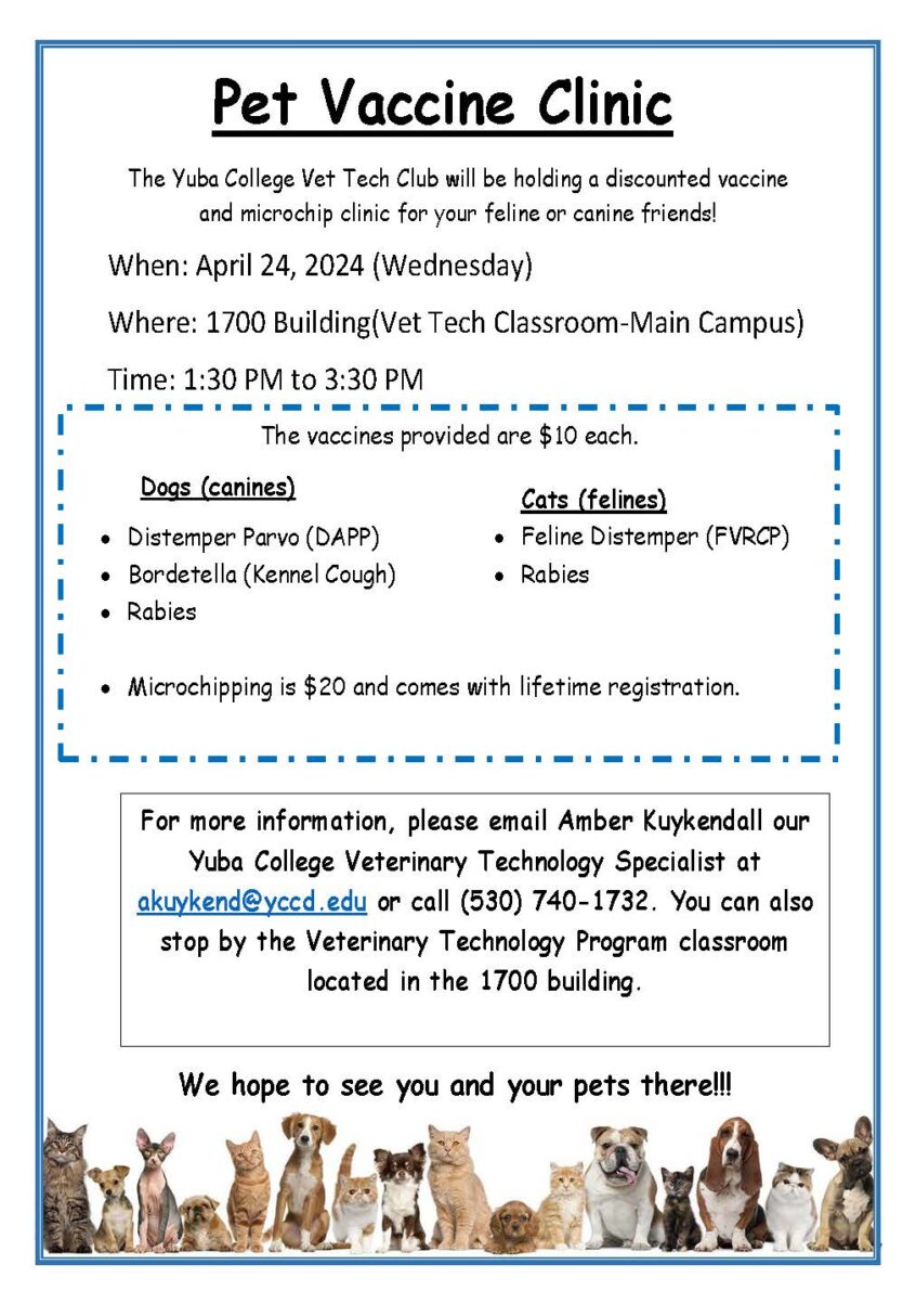 Vet Tech Club: Pet Vaccine Clinic | Yuba College